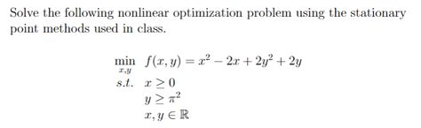 Solved Solve The Following Nonlinear Optimization Problem Chegg