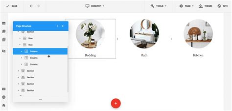 page structure panel for joomla website builder gridbox