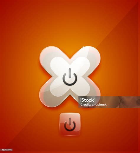 유리 투명 효과 전원 시작 버튼에 아이콘을 벡터 Ui 또는 애플 리 케이 션 심볼 디자인 개념에 대한 스톡 벡터 아트 및 기타 이미지 개념 검은색 그래픽 사용자