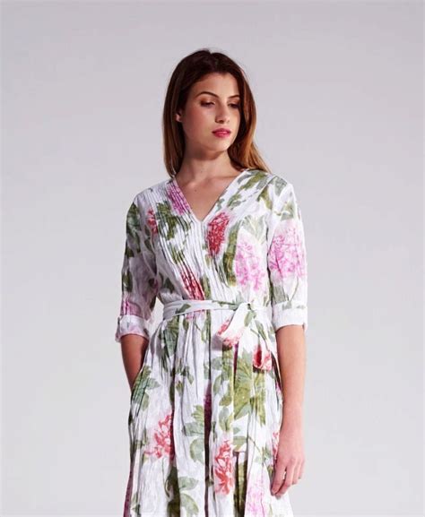 Cotton Dress Peony Rose Cassandra With 34 Or Cap Sleeves Louise Mitchell