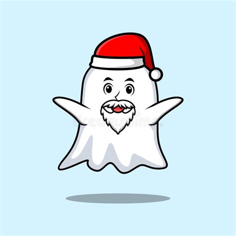 Cute Cartoon Ghost Santa Claus Character Christmas Stock Vector