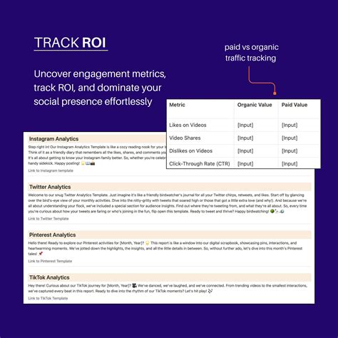 Social Media Analytics Notion Template Analytics Templates Track Return On Investment