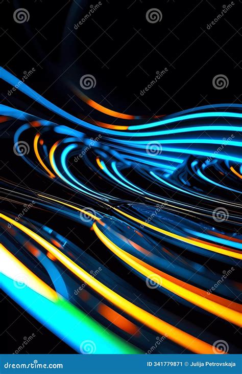 Fluid Smooth Lines Intertwining On A Deep Black Background Enriched By Vibrant Colors And A