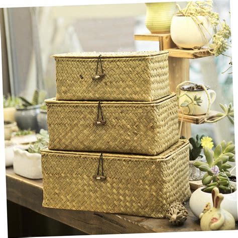 Zerodeko Storage Bin With Lid Weave Basket Woven Baskets For Storage