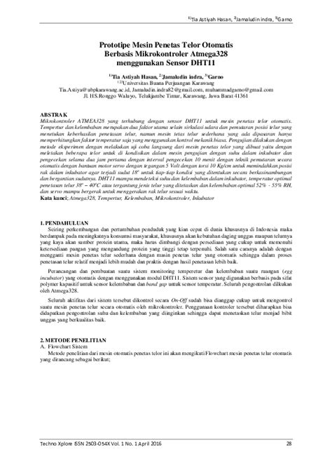 Pdf Prototipe Mesin Penetas Telor Otomatis Berbasis Mikrokontroler Atmega328 Menggunakan