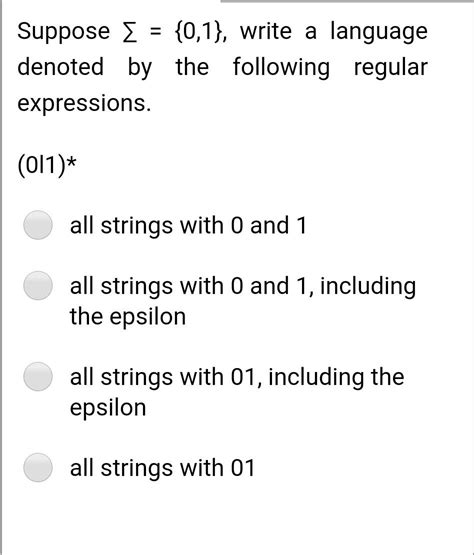 Solved Suppose Σ 01 Write A Language Denoted By The