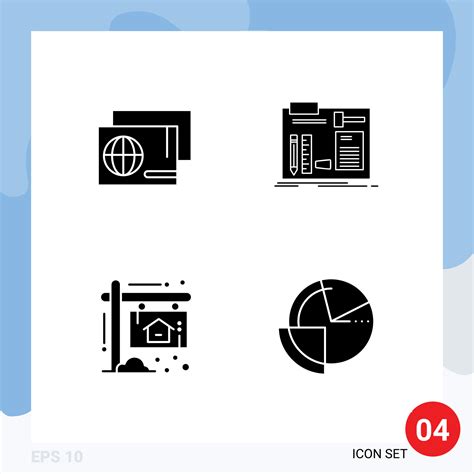 4 Thematic Vector Solid Glyphs And Editable Symbols Of Identity Advertisement Shopping Diy Home
