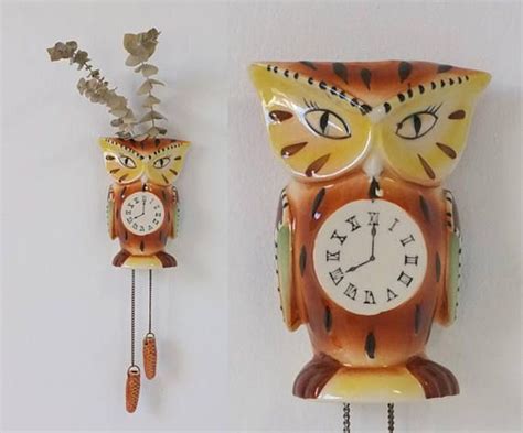 Vintage Owl Wall Hanging 1960s Owl Cuckoo Clock Wall