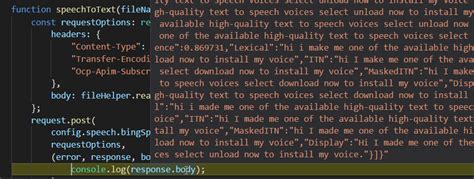azure bing cognitive services speech to text in javascript via rest