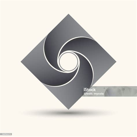 그라데이션 부품이 있는 추상금속 마름모 원과 아트 라인 기하학적 회색 사각형 소용돌이 기호 패턴 개념 기호에 대한 스톡 벡터