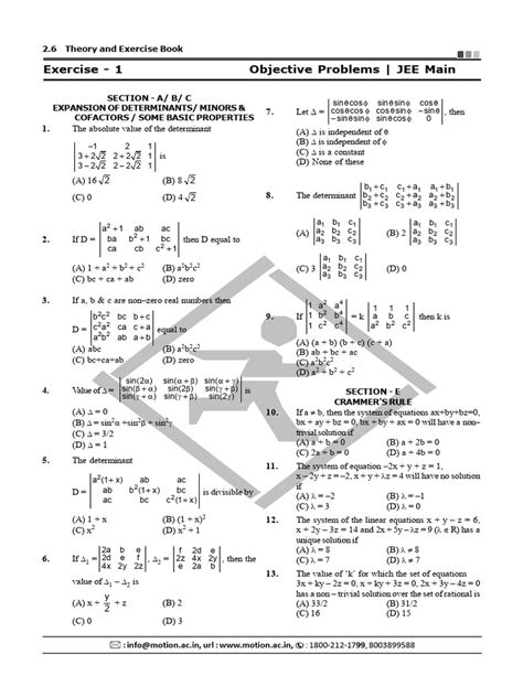 Determinant Exercise Jee Gb Sir Pdf Equations Mathematical Concepts
