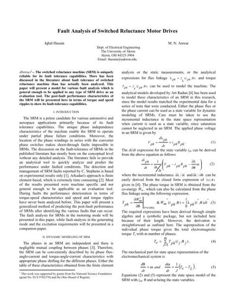 Fault Analysis Of Switched Reluctance Motor Drives