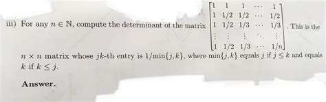 Linear Algebra Determinant Of The Ntimes N Matrix Whose Jk Th