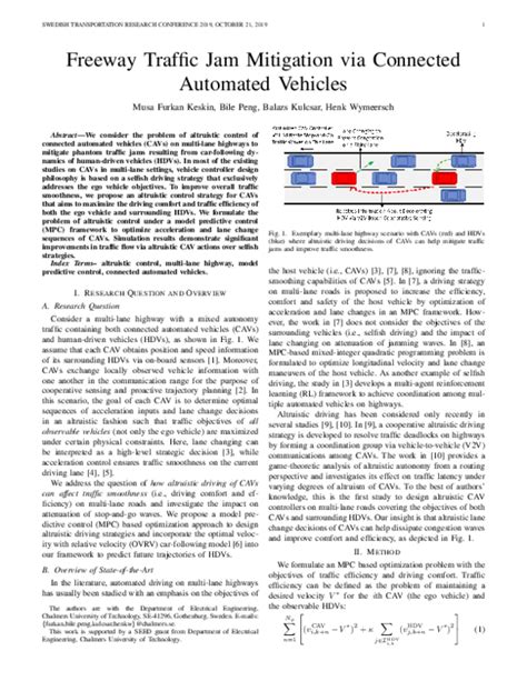 Pdf Freeway Traffic Jam Mitigation Via Connected Automated Vehicles