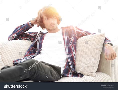 Serious Modern Guy Sitting On Couch Stock Photo 1054234871 Shutterstock