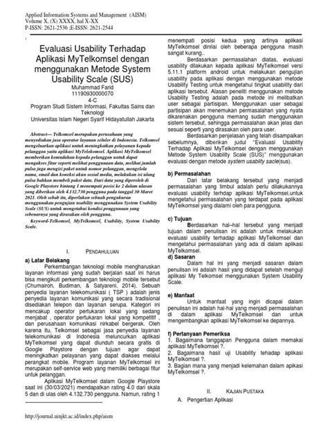 Evaluasi Usability Terhadap Aplikasi Mytelkomsel Dengan Menggunakan Metode System Usability