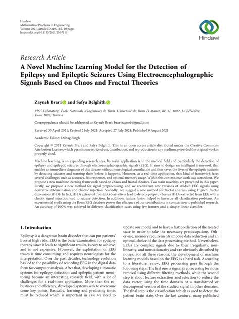 pdf a novel machine learning model for the detection of epilepsy and