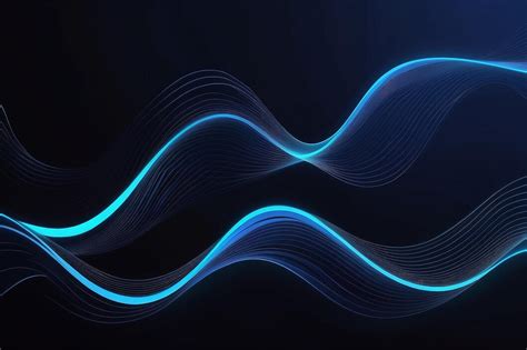 Abstract Glowing Wave Lines On Dark Blue Background Dynamic Wave Pattern Modern Flowing