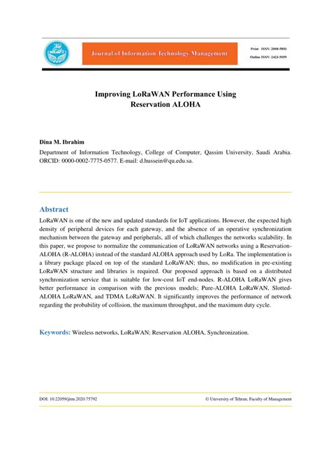Pdf Improving Lorawan Performance Using Reservation Aloha
