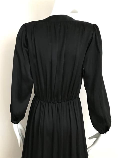 Vintage Saint Laurent Ysl Black Silk Long Sleeve Dress At 1stdibs Ysl