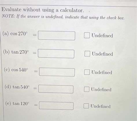 Solved Evaluate Without Using A Calculator NOTE If The Chegg