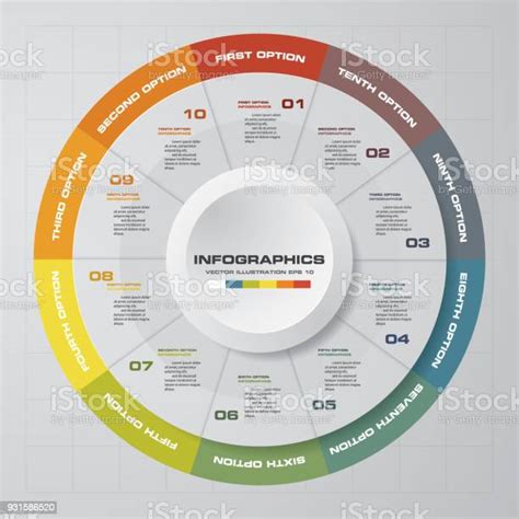 10 단계 현대 원형 차트 인포 그래픽 요소를 추상화 합니다 벡터 일러스트입니다 0명에 대한 스톡 벡터 아트 및 기타 이미지