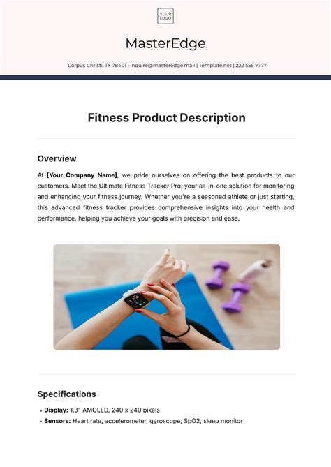 Free Fitness Product Description Template To Edit Online