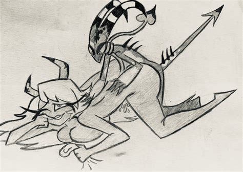Rule 34 2demons Blitzo Helluva Boss Canon Couple Choking Doggy