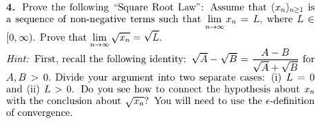 Solved Prove The Following Square Root Law Assume That Chegg