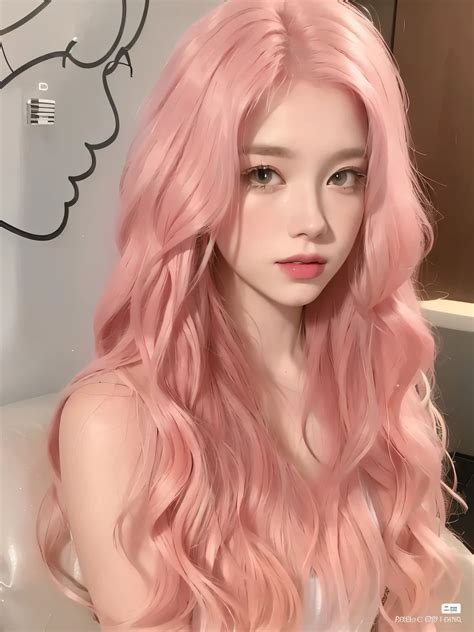 A Close Up Of A Person With Pink Hair And A White Shirt Long Flowing
