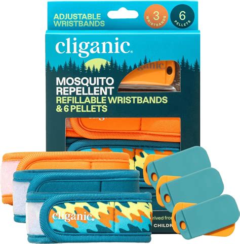 Cliganic Mosquito Repellent Pack 3 Wristbands 6 Refill