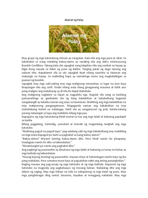 Alamat Ng Palay Pdf