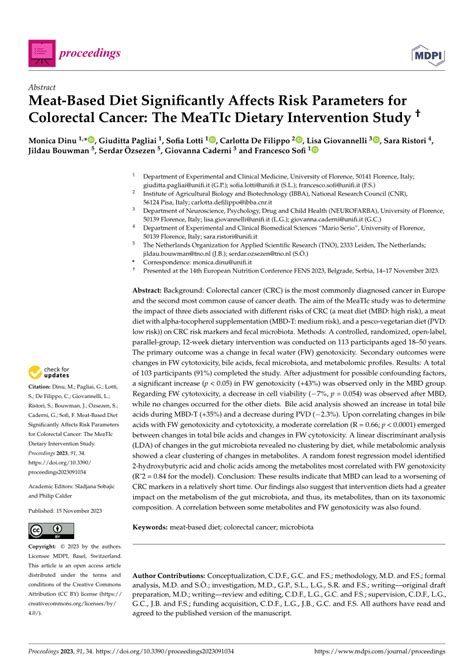 pdf meat based diet significantly affects risk parameters for