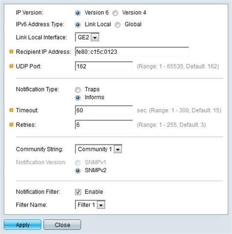 Simple Network Management Protocol SNMP Notification Filter And Notification Recipient