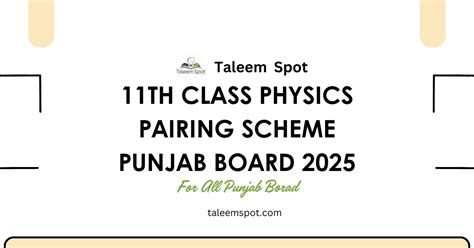 11th Class 1st Year Chemistry Pairing Scheme Punjab Board 2025