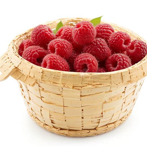 Fresh Raspberry In A Basket On A White Background Stock Illustration