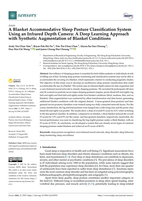 Pdf A Blanket Accommodative Sleep Posture Classification System Using An Infrared Depth Camera
