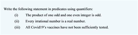 solved write the following statement in predicates using