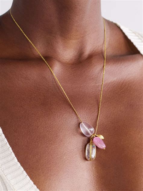 Pippa Small 18 Karat Gold Cord And Multi Stone Necklace Net A Porter