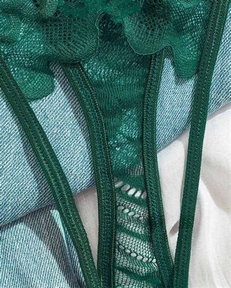 Womens Sexy Lace Mesh Hollow Underwear Set Shysilk