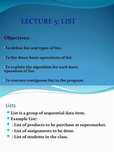 Lec4 List Part1 Pdf Array Data Structure Computer Programming