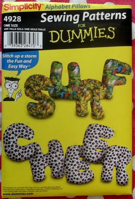 Easy Simplicity 4928 Sewing For Dummies Alphabet Pillows Patterns Size