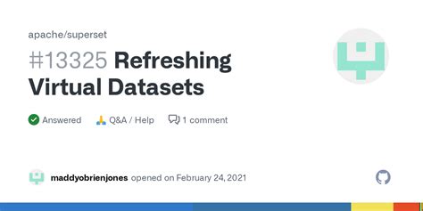Refreshing Virtual Datasets · Apache Superset · Discussion 13325 · Github