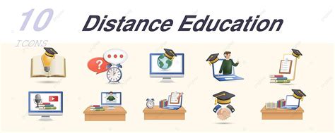 Icons For Distance Education And Elearning Academic Lecture Distance Education Vector Academic