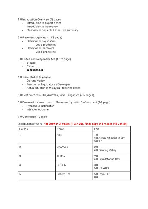 Assignment Structure Draft 1 Introductionoverview ½ Page