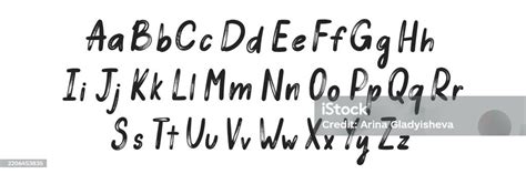 손으로 쓴 필기체 알파벳 붓 획 타이포그래피 검정 잉크 디자인 머리글 대문자 및 소문자를 스케치합니다 유기적인 질감의 글꼴 흰색 배경에 검은 벡터 그림 0명에 대한 스톡
