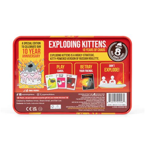 Exploding Kittens Original Edition 10th Anniversary Tin Edition
