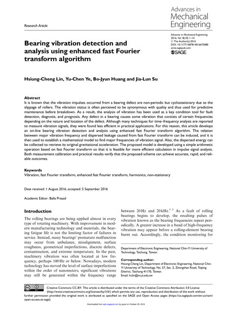 Pdf Bearing Vibration Detection And Analysis Using Enhanced Fast Fourier Transform Algorithm
