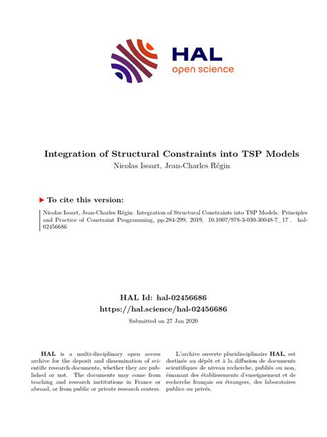Integration Of Structural Constraints Into Tsp Models Pdf Vertex Graph Theory