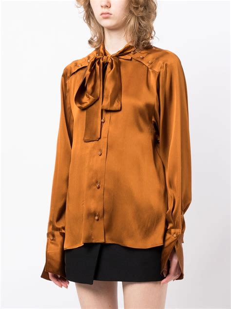 Palmerharding Pussy Bow Satin Blouse Farfetch